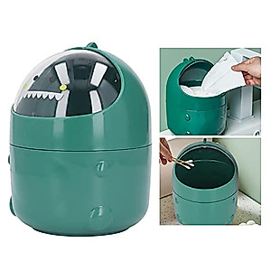 Oumefar Tabletop Trash Can, Large Opening Durable Plastic Baby Dinosaur Wide Application Desktop Trash Can Detachable Design for Home(Green Baby Dinosaur) Home