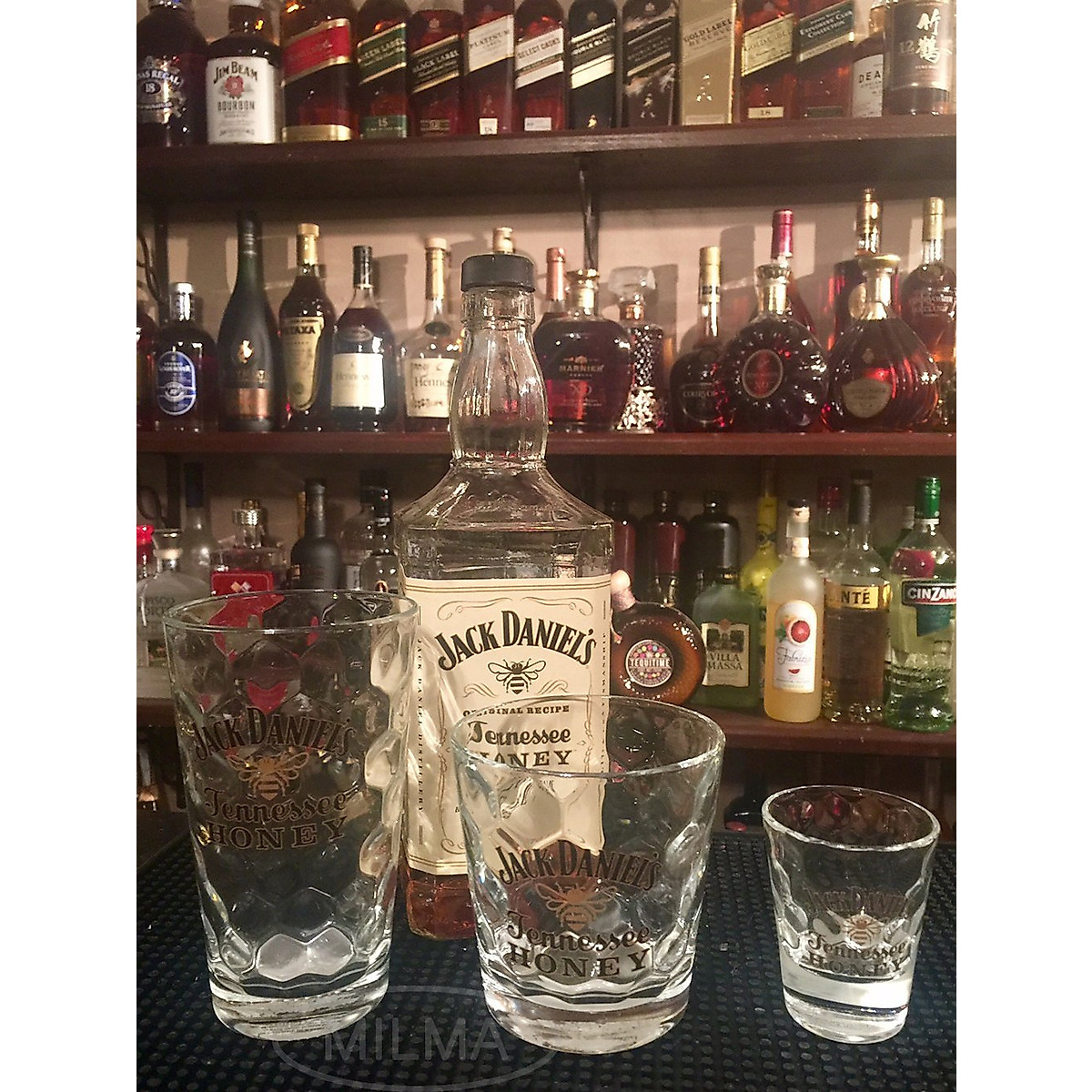 Jack Daniel's Shot Glass Bee Logo Whiskey Glass Honeycomb Faceted Glass Barware Collection Made in Italy