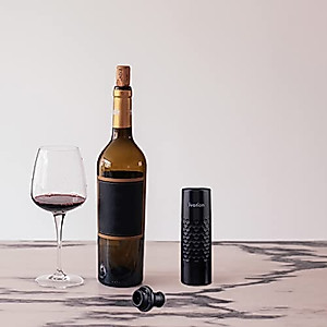 Ivation Rechargeable Wine Saver Pump with Reusable Stoppers, 6-Piece Wine Saver Preserver Gift Set with Automatic Vacuum Pump Sealer, USB Charger & 4 Universal Bottle Plugs