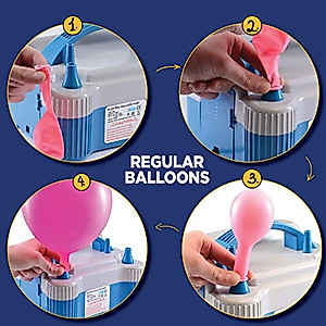 Prextex Portable Balloon Pump Powerful Electric Air Blower Dual Nozzle Balloon Inflator for Fast and Easy Bulk Balloons Filling for Event and Party Decoration (800W, 110V)