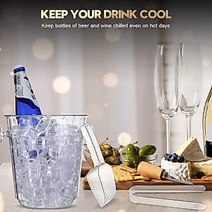 Irenare 12 Pcs Acrylic Ice Buckets for Parties 3.5 L Plastic Clear Wine Bucket with Plastic Ice Scoop and Tongs Bottle Drink Cooler Tub Ice Cube Bucket Kits Champagne Wine Beer Beverage (12 Pcs)