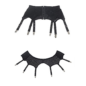 comeondear Thigh High Stockings with Garter Belt Set Plus Size Lace Garter Belt Lingerie for Women 6 Strap Suspender Belt