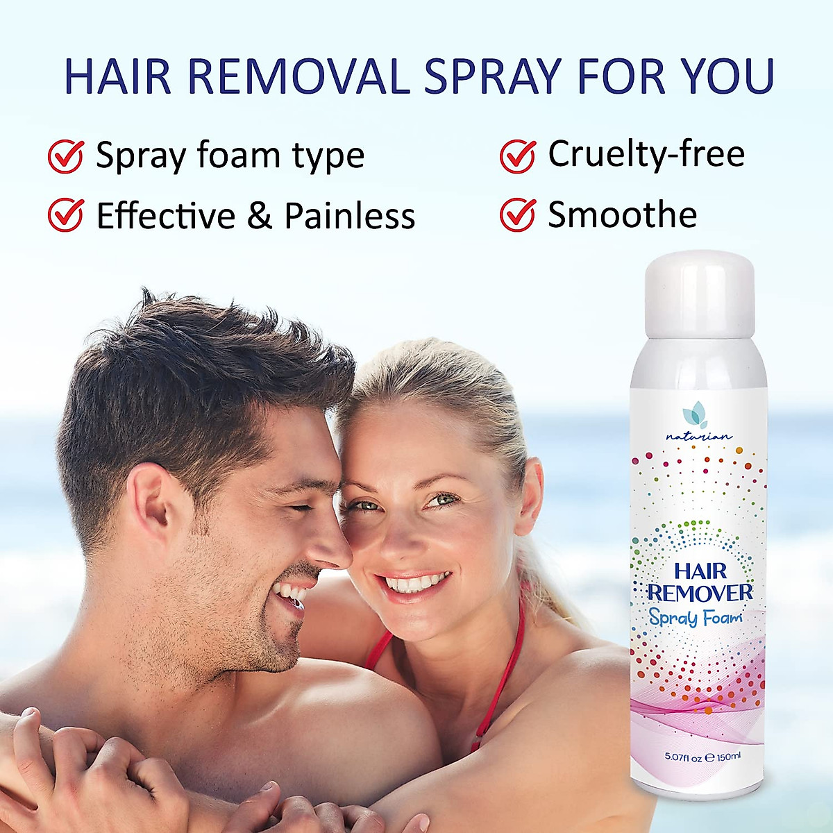 Hair Removal Spray Foam - Naturian Hair Removal Cream - Newest Formula Hair Removal with Aloe Vera & Vitamin E - Effective & Painless Depilatory Cream for Women & Men