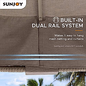 Sunjoy 11 ft. x 13 ft. Gazebo with Sunbrella Shade Fabric Canopy Roof, Outdoor Patio Steel Frame 2-Tier Soft Top Gazebo with All Aluminum Posts,5 Years Non-Fading