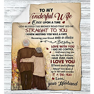 Personalized To My Wonderful Wife Throw Blanket, Gift To My Wife Blanket From Husband, Once Upon A Time, Love Letter Blanket, Customized Name, Custom Blanket for Valentine’s Day, Wedding, Anniversary