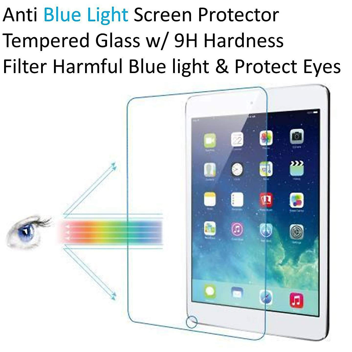 ZenHoo For iPad 9.7 (6th Gen,2018), iPad 9.7 (5th Gen, 2017), iPad Pro 9.7, iPad Air 2, Air 1, Anti Blue Light [Eye Protection] Tempered Glass Screen Protector