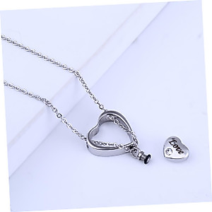 USHOBE 2pcs Stainless Steel Jewelry for Women Friends Necklaces Pet Cremation Jewelry Memorial Cremation Love Pendant Neckalce Pet Memorial Ornament Urn Ashes Pendant Miss Simple