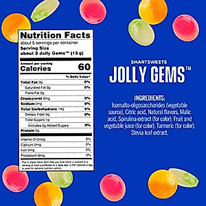 SmartSweets Jolly Gems Easter Candy, 2.5oz, Green Apple, Peach, & Pink Lemonade Flavors, Hard Candy With Low Sugar, Low Calorie, Free From Sugar Alcohols, No Artificial Colors Or Sweeteners