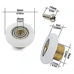 4 PCS Shower Door Rollers&1PCS Dual Purpose Telescopic Screwdriver，Roller Diameter 19/23/25/27mm, for The Bathroom Pan Glass Sliding Door Pulleys/Runners/Wheels,Stainless steel-4PCS (Pulley 19mm)