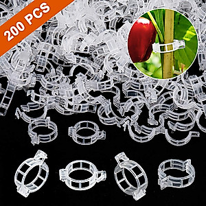 200PCS Plant Support Garden Clips, Vegetable Tomato Supports Trellis Clip Tape for Climbing Crop Vine Twine String Cage Ties Stakes, Grow Strawberry Rose Grape Cucumber Orchid Pea Pothos Melon Tree