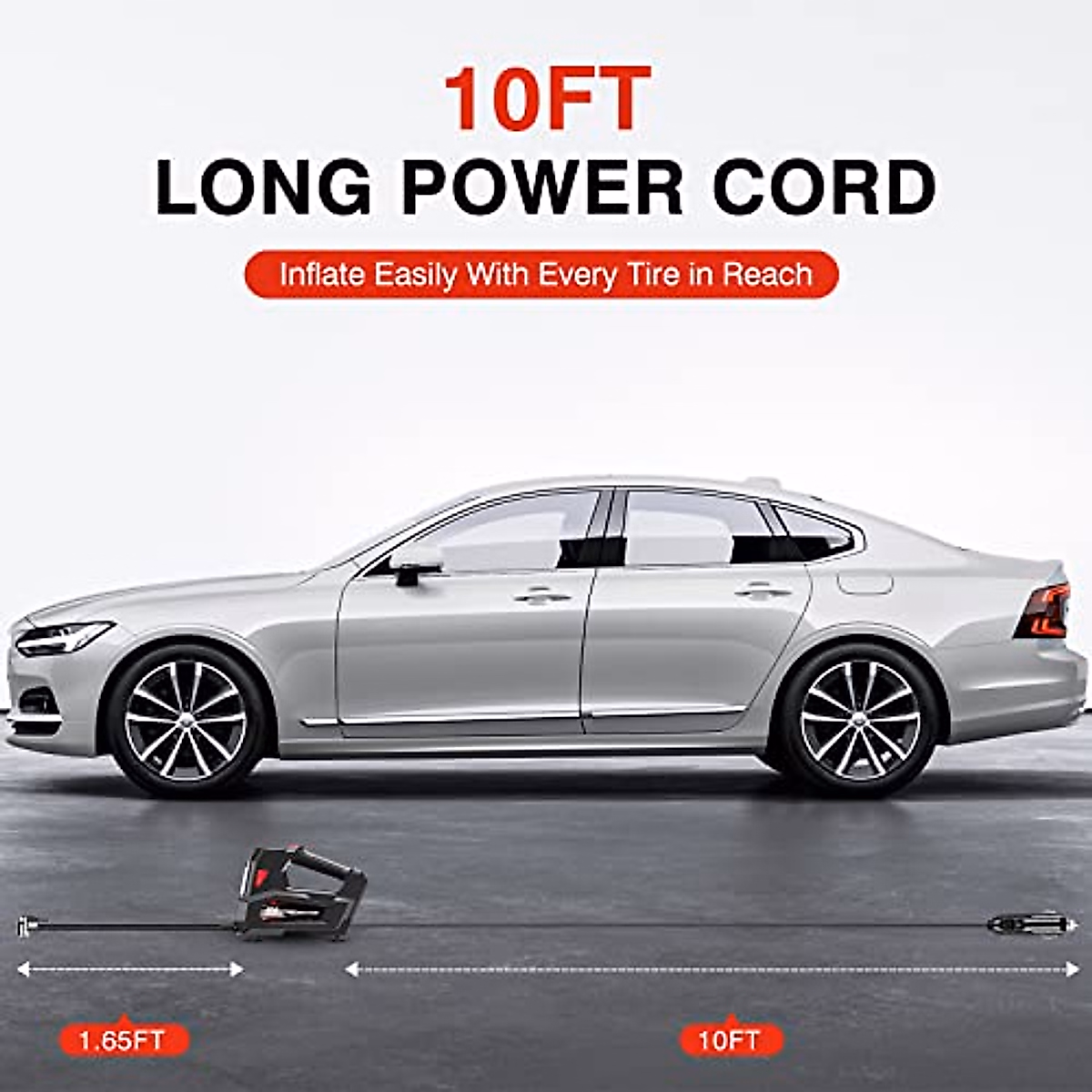 Awindshade Tire Inflator Portable Air Pump for Car Tires with Digital Pressure Gauge, DC 12V Auto Tire Pump,150PSI with Emergency LED Light for Car, Motorcycle, Bicycle and Other Inflatables