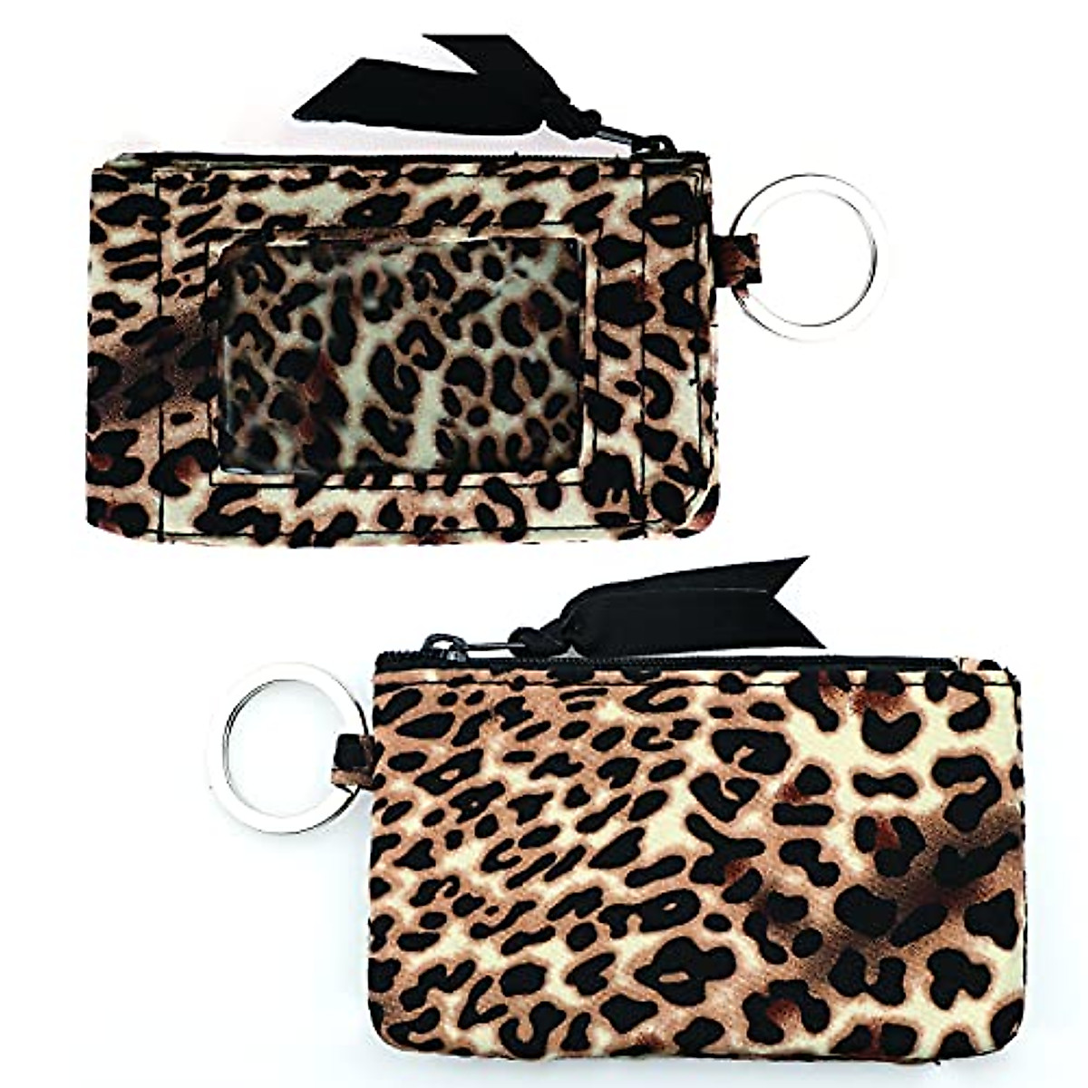 DONGGANGAJI Womens Wallet Lanyard Set Bifold Zipper Case Wallet with Lanyard (Leopard-R)