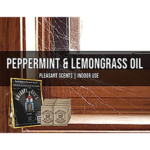 Grandpa Gus's Spider Repellent Pouches, Peppermint and Lemongrass Oil Formula Repels Spiders and The Insects They Eat, Use in Closet, Basement, Cabin, Shed, RV, Garage, 8.8 Oz (0.88 Oz x 10 Pouches)