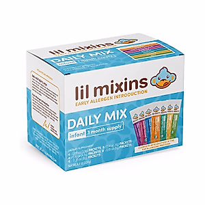 Lil Mixins Early Allergen Introduction Mix-ins, Daily Mix | Peanut, Egg, Cashew, Walnut, Almond, Soy, Sesame Mix-Ins for Ages 4-12 Mo. Old, 1 Month Supply