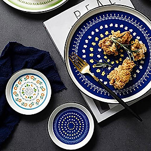 WAOCEO Appetizer Bowls Set of 4 Ceramic Sauce Dish Soy Sauce Dipping Plates Snack Sushi Fruit Appetizer Plates Side Dishes 4.33inches Salad Bowls (Color : Blue3)