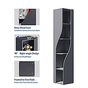 5-Tier Corner Bookcase Bookshelf Open Bookcase and Bookshelf Freestanding Display Storage Shelves Tall Bookcase for Bedroom, Living Room and Office, Dark Gray Multiple Use Option, Modern Design