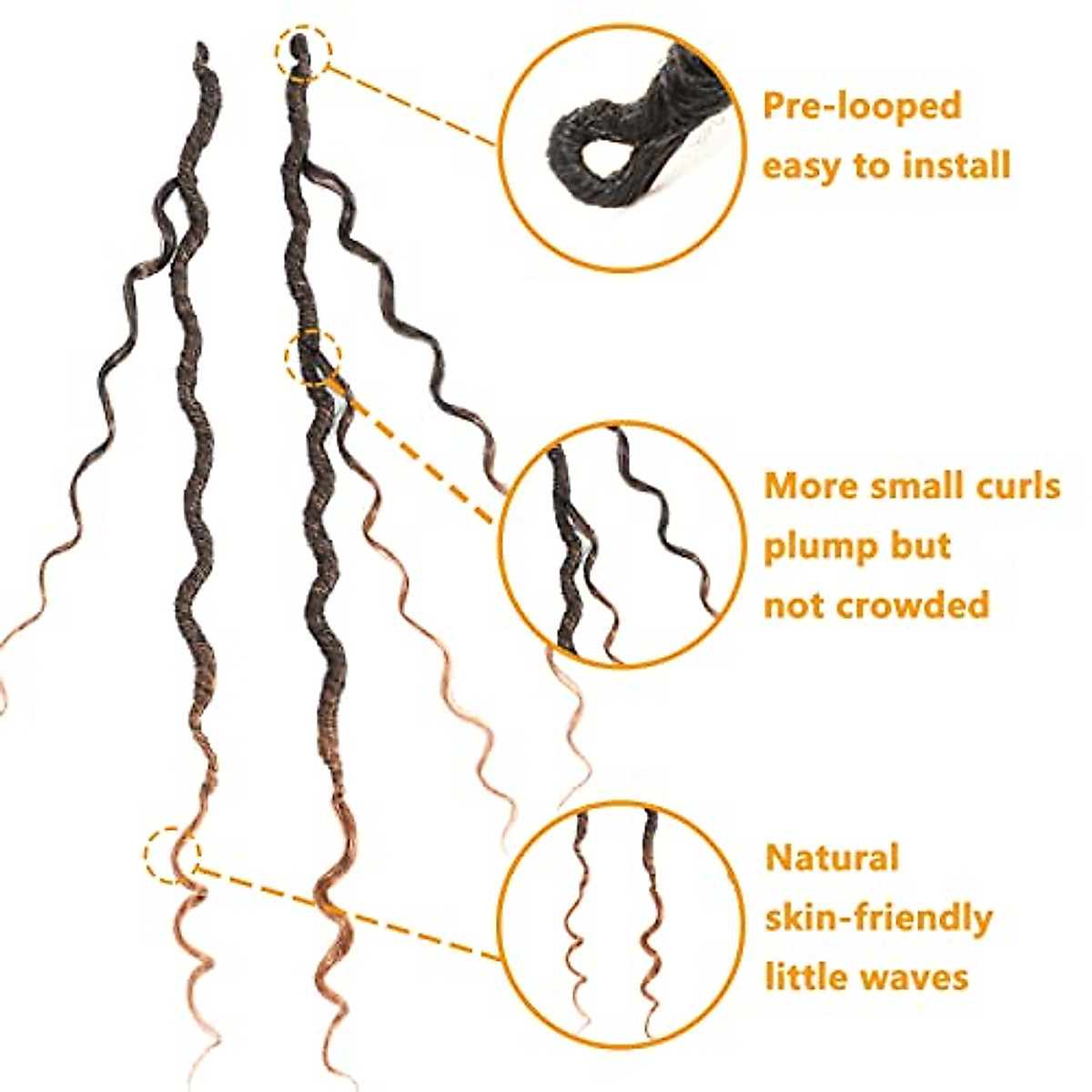 6 Packs Curly Goddess Faux Locs Crochet Hair for Black Women, 18 Inch Goddess Locs Crochet Hair Hippie Locs Synthetic Braids, Boho Style Hair Extensions (18 Inch, 6 Packs, T1B/30)