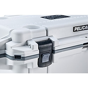 Pelican 70QT Elite Cooler (White/Grey) | 46 Can Capacity with Ice | 9 Day Ice Retention | Built-in Cup Holders & Bottle Opener | Guaranteed for Life