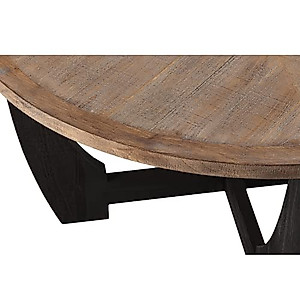 COZAYH Rustic Farmhouse Coffee Table with Crisscross Base, French Country Accent Table for Family, Dinning or Living Room, Modern, Round