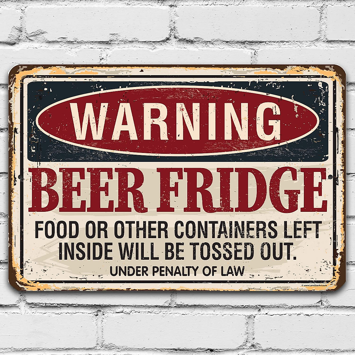 Metal Sign - Warning Beer Fridge - Durable Metal Sign - Use Indoor/Outdoor - Makes a Funny Bar or Man Cave Decor and Housewarming Gift Under $20 (8" x 12")