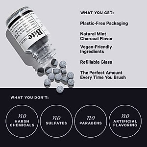 Bite Toothpaste Bits with Nano Hydroxyapatite - Eco and Travel-Friendly Whitening Toothpaste Tablets (Mint Charcoal)