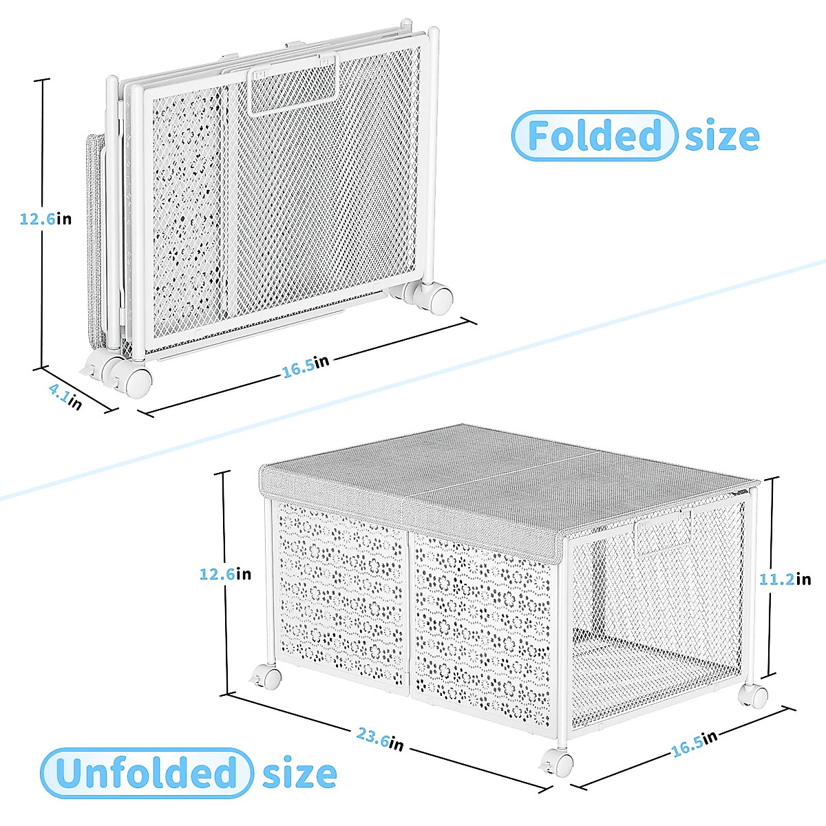 PHINOX Toy Box Storage, Toy Chest Toy Organizers and Storage Bins, Large Toy Box for Boys Girls, 70L Toy Storage Organizer with Wheels, Collapsible Metal Kids Toy Storage for Nursery, Playroom(White)