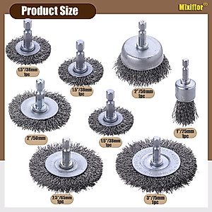 Mixiflor Wire Brush for Drill, 8 Pcs Wire Wheel Brush Cup Set, Wire Wheel for Drill 1/4 Inch Arbor, Drill Wire Brush Cup Brush for Cleaning Rust, Wire Wheel Brush Drill Attachments