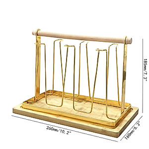 DD-life Cup Drying Rack with Drain Tray,Bottle Drying Rack,Drinking Glass Holder,Stand Plastic Bag Dryer and Mug Cup Stand Tray Holder for Sports Bottles, Baby Bottle Drainer (Golden)