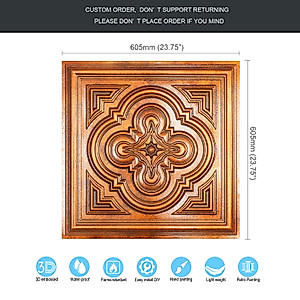 PAINTSDECOR Suspended Ceiling Tiles Farmhouse Tin Ceiling Tiles for Cafe Club Salon Hotel Store Bar 2'x2' PL36 Archaic Copper 10pcs