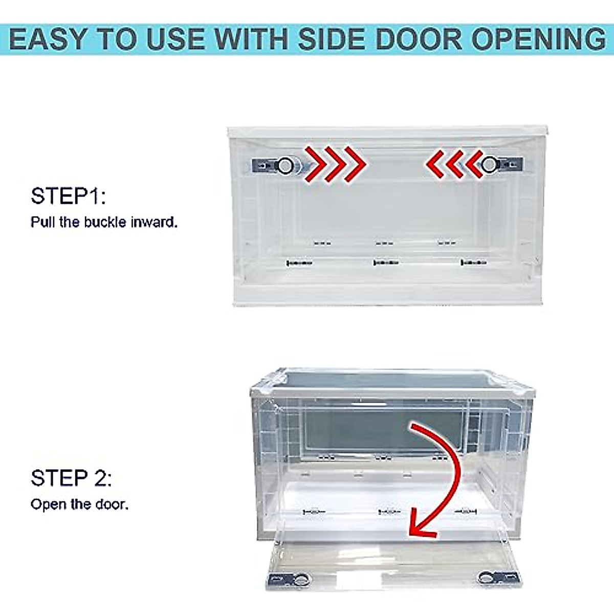 4utoHydra 4 PCS Collapsible Storage Bins, 80L Plastic Storage Bin Organizing Container with Lid and 4 Wheels, Clear Folding Plastic Container, Storage Organizer Five Doors with Secure Latching Buckles ( Extra Large , White)