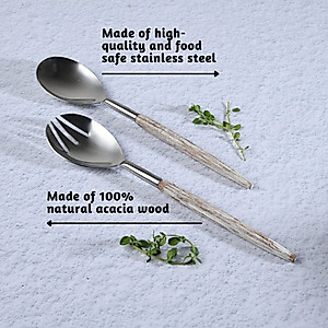 Folkulture Salad Bowl or Wooden Bowls with Matching Servers, Wooden Salad Bowl or Large Bowl in 3 Colors, 12" D x 5" H, Acacia Wood, Wood Bowl or Large Bowl, Wooden Salad Bowl Set, Whitewash