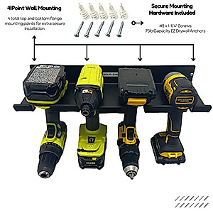 BEHR-ENGR Thick Plastic Power Tool Organizer - Wall Mountable, Drill Storage, Charging Station Shelf (Drill Rack w/ Shelf)