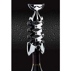 BarCraft Lazy Fish Corkscrew and Bottle Opener, Stainless Steel Wine Opener, 16.5 x 7.5 x 4.5cm, Silver