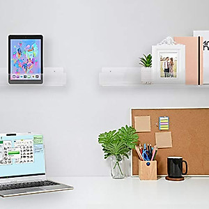 VIVO Dual Acrylic 24 inch Floating Bookshelves for Wall Display, Clear Organizer Shelves for Kids Room, Nursery, Office, and More 2-Pack, MOUNT-SF24C