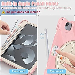 ORIbox Corsair Case for iPad Air (5th/4th) Case and iPad Pro 11-in.(4th/3th/2rd/1st) Case, Heavy Duty Rugged Protective, 3 in 1 Shockproof Bumper with 360° Kickstand/Hand Strap, Corsair Pink