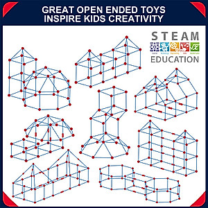 OleFun Fort Building Kit for Kids 4,5,6,7,8+Year Old Boys & Girls, 140 pcs, Creative STEM Building Toys for DIY Castles, Tunnels, Play Tent, Ideal Gift for Aged 5-8