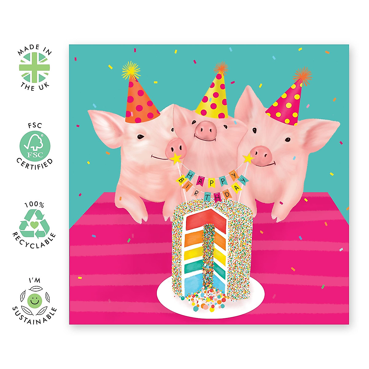 CENTRAL 23 Funny Friend Birthday Card - Party Pigs - Happy Birthday Cards For Men Women Brother Sister - Gifts For Him Her - Comes With Fun Stickers