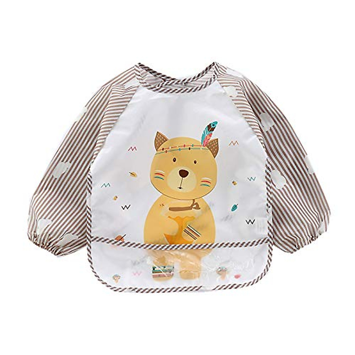 HaimoBurg 4 Pcs Long Sleeved Baby Infant Toddler Bibs Sleeved Bibs 8-36 Months