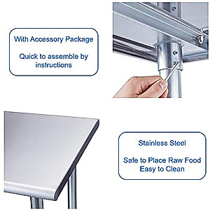 Hally Stainless Steel Table for Prep & Work 24 x 36 Inches, Commercial Heavy Duty Table with Undershelf and Backsplash for Restaurant, Home and Hotel
