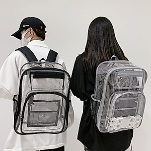 Verdancy Clear Backpack Transparent Bookbag See Through Schoolbag Heavy Duty PVC Waterproof Padded Straps (Gray)