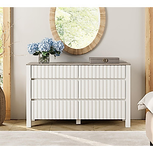 WAMPAT 6 Drawers Nursery Dresser Chest for Bedroom, Baby Dresser Changing Table Wood Closet with Storage Organizer Cabinet with Wide Drawers for Kid's Room Living Room, Nursery,Entryway,White