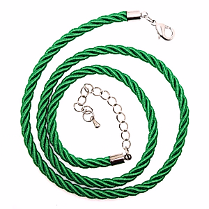Three Ply Twisted Faux Silk Cord Necklace (16 inch)-Green