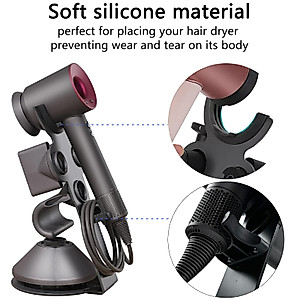 Lasvea Hair Dryer Holder for Dyson Supersonic,Pure Cast Iron Magnetic Stand Holder with Power Plug Cable Organizer(Suit for Laifen), Over 50% Thicker Base for Enhanced Stability,4 Magnet Ring for