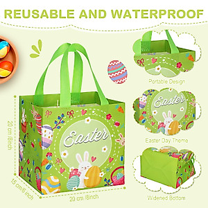 48 Pcs Easter Gift Bags Easter Reusable Treat Bags Easter Non Woven Bags Easter Tote Bags with Handle Easter Goodie Bags for Kids Waterproof Tote Bags Rabbit Bunny Bag for Easter Party Favors