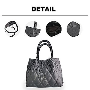 Lightweight (Grey) Tote bag for Women, Fits anywhere Soft Quilted Padding Bag