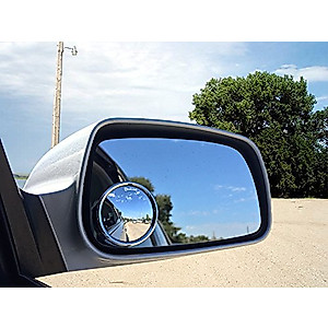 Zento Deals Pack of Two 2 Inch Stick-on Rearview Blind Spot Mirrors Aluminum Border Thin Car Mirrors