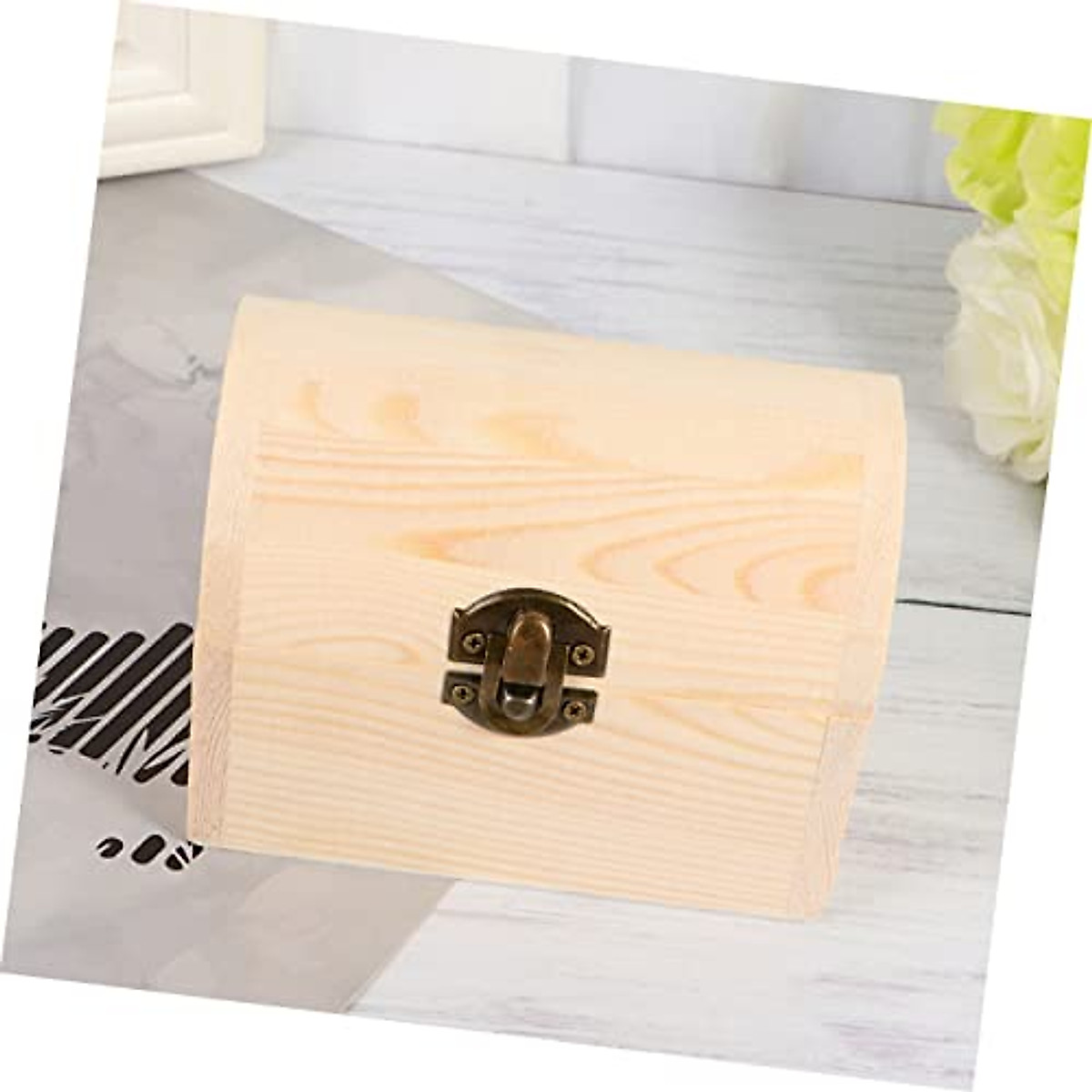 EXCEART 2pcs box with Locking Simple Size Your DIY Jewelry Lid Storage and Paintable Organizer Handcraft Case Center Clasp Make Wood Hinged Trinket Arch Gift Home Wooden for Decoration