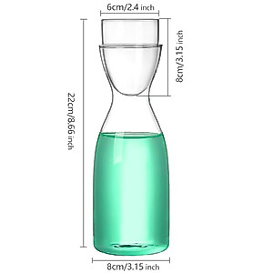 Mezchi 2 Pack Bedside Water Carafe Set with Tumbler Glass Set, 21 Oz Mouthwash Dispenser, Glass MouthWash Bottle, Clear Mouth Wash Container for Bathroom, Nightstand