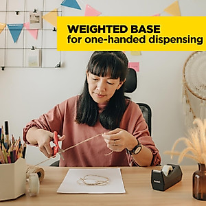 Scotch Classic Desktop Tape Dispenser C-38, Black, 1 in Core, Made From 100% Recycled Plastic, 1 Dispenser (C-38)