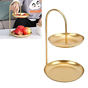 2 Tiered Large Capacity Fruit Tray, Strong Environmentally Friendly Nordic Style Gold Metal Tray, Simple Stylish Snack Tray place Fruits Cakes Candies
